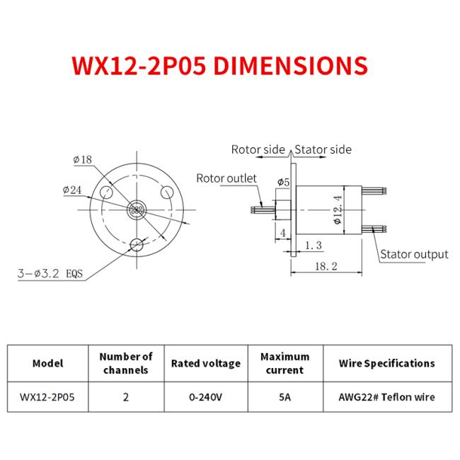 Detailed dimensional diagram of F-WX12-2P05 flange conductive ring showing measurements