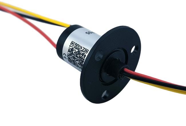 Front view of F-WX12-3P05 cap-type conductive slip ring showing compact design