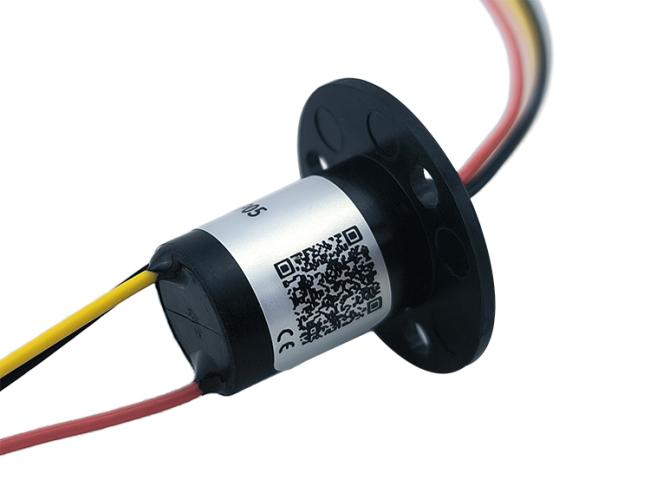 Side profile of F-WX12-3P05 slip ring demonstrating flange installation points