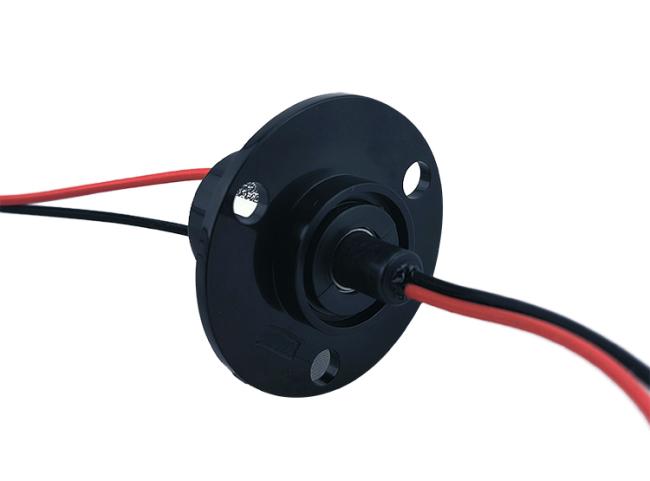 Front view of F-WX22-2P10 flange conductive slip ring showing connection points