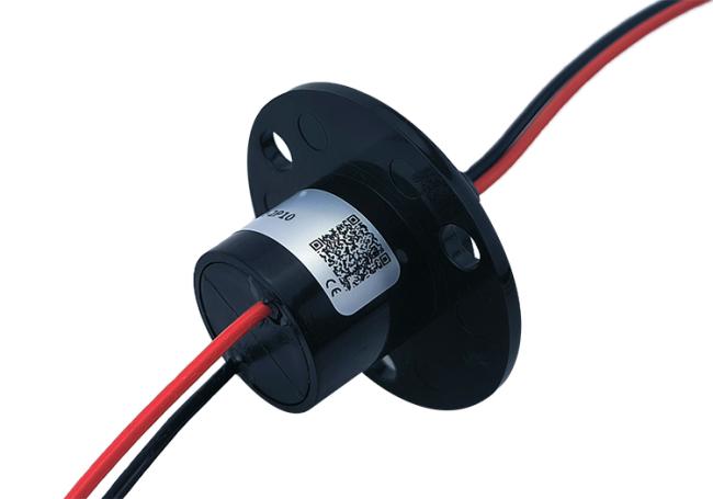 Side profile of F-WX22-2P10 flange conductive slip ring demonstrating compact design