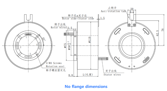 GK50119-6P Series through-hole electrical connector dimensional diagram