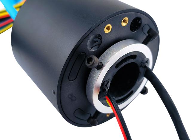 Close-up view of 3-way 20A slip ring components