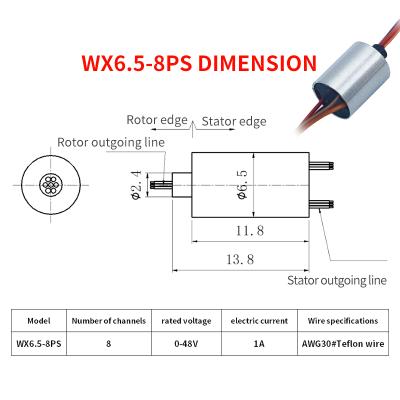 China 8 Way 1A OD 6.5mm Miniature Slip Ring Aluminum Alloy Shell Low Resistance For Stabilizer for sale