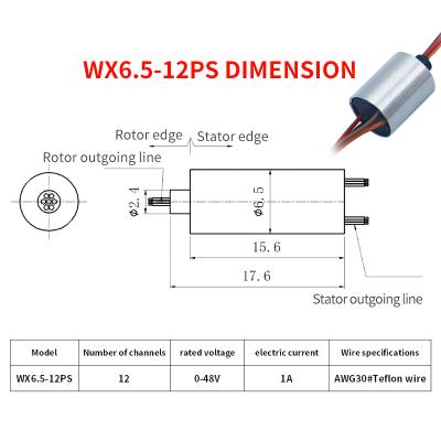 China 1A 6.5mm OD 12 Wire Slip Ring Capsule For Low Power Instrumentation for sale