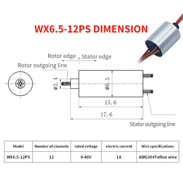 Quality 1A 6.5mm OD 12 Wire Slip Ring Capsule For Low Power Instrumentation for sale