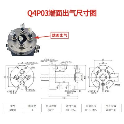 Cina Giunto rotante a tenuta stagna per gas a 4 canali, interfaccia G3/8, foro centrale 18mm in vendita