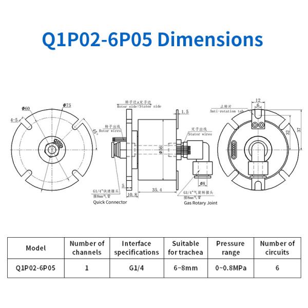 Quality Single Channel Electric Pneumatic Slip Ring Rotary Joint 20 Million Revolutions Life for sale