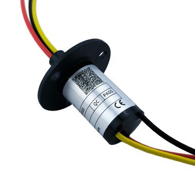 China 3Way 20A Cap Type Conductive Slip Ring 150rpm Flange Installation for sale