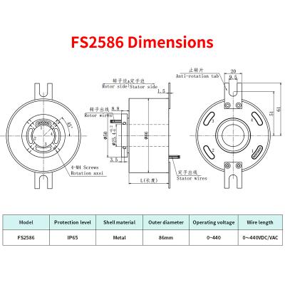 China IP65 Waterproof Conductive Slip Ring With 25.4mm Center Hole For Signal Transmission for sale