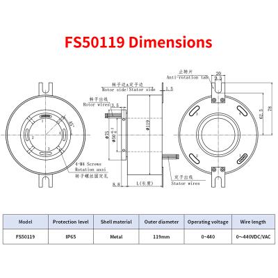 China IP65 Waterproof Rotary Slip Ring With 50mm Center Hole And IP68 Customizable for sale