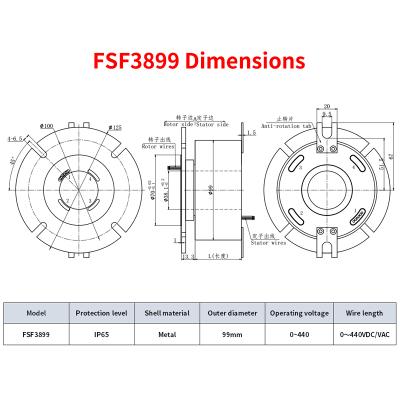 China IP65 Large Diameter Flange Waterproof Slip Ring Aluminum Alloy Anodized Shell for sale