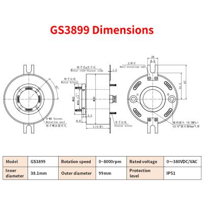 China 38.1mm Large Aperture Electrical Rotary Union 8000rpm Wear Resistant Alloy Brushes for sale