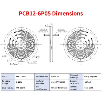 China Miniature 12.7mm Aperture Pancake Slip Ring PCB Thickness 6mm  Multi Channel for sale