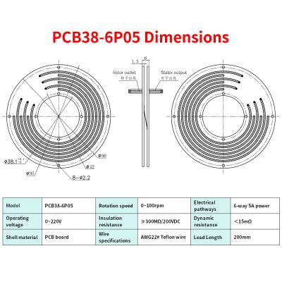 China 38.1mm Diameter PCB Pancake Slip Ring With 6mm Thickness For Small Flat Spaces for sale