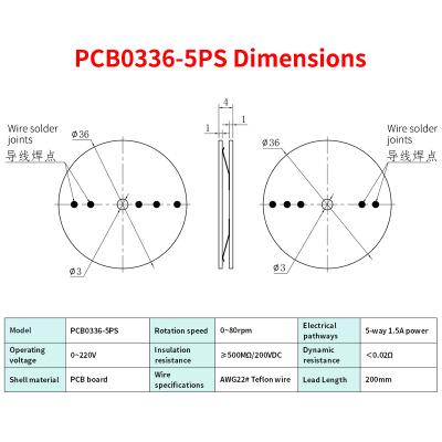 China 3mm Aperture Ultra Miniature Slip Ring PCB 5 Way 1.5A 4mm Ultra Thin Design for sale