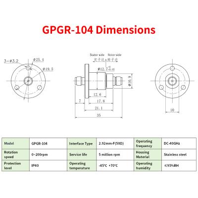 Cina 2.92mm-F Interfaccia a canale singolo RF Slip Ring Signal Rotary Connector Frequenza DC-40GHz in vendita