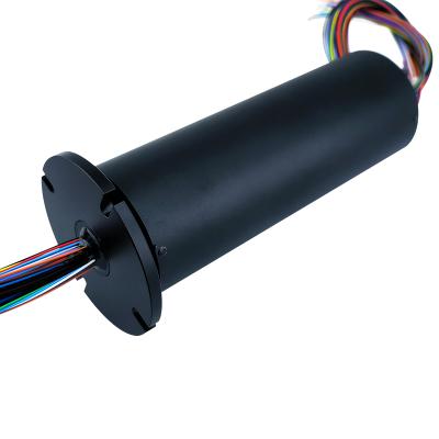 China 8-way 5A 50-way 2A flange electric slip ring 250rpm speed, aluminum alloy black housing for sale