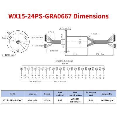 China 22mm OD USB 2.0 27-Way Electricity Slip Ring with 2 Million RPM Service Life and Flange Mount for sale