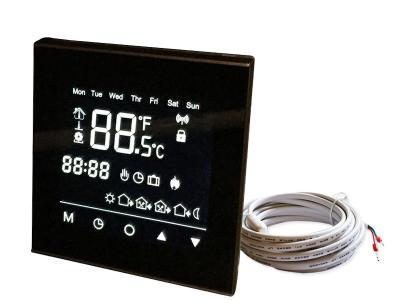 China Black Panel Touch Screen Thermostat Mirror Surface For Electric Floor Heating for sale