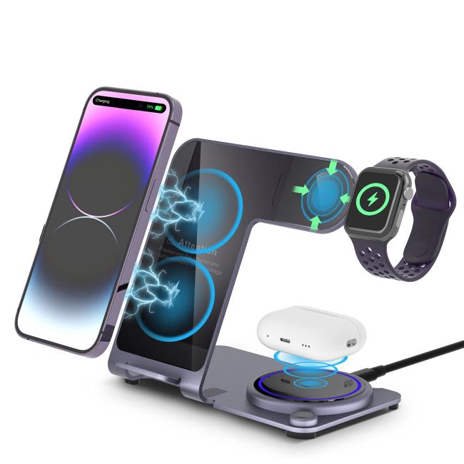 3 in 1 15W Metal Wireless fast Charging Station The Best Solution for Your Wireless Charging Needs