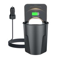 China Cup Car Wireless Charger With Convenient Wireless Charging & Cable Charging for sale
