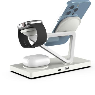 China 5 In 1 15W Fast Magnetic Wireless Charger Sation With Night Light 2W Accept Customized Logo for sale