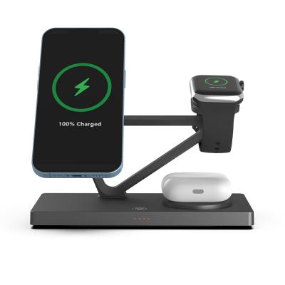 China 5 In 1 15W Fast Magnetic Wireless Charger Sation With Night Light 2W Accept Customized Logo for sale