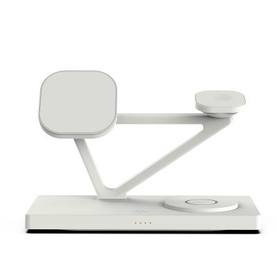 Cina 5 in 1 15W Fast Magnetic Wireless Charger Sation con luce notturna 2W Accetta logo personalizzato in vendita