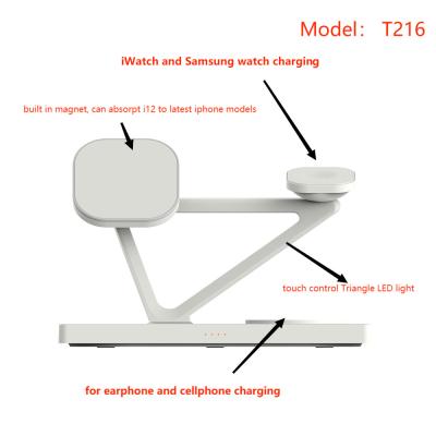 China 5 In 1 15W Fast Magnetic Wireless Charger Sation With Night Light 2W Accept Customized Logo for sale