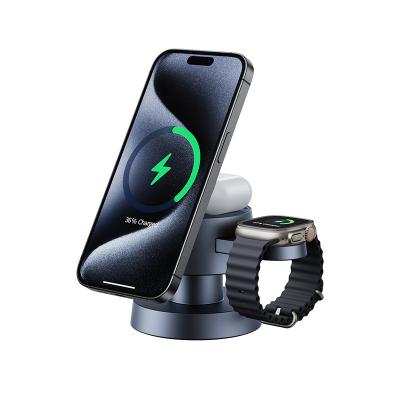 China Foldable Design 15W Wireless Charger with Magnetic Force 9V 2A/9V 3A Input Black and Pink 391g Weight for sale