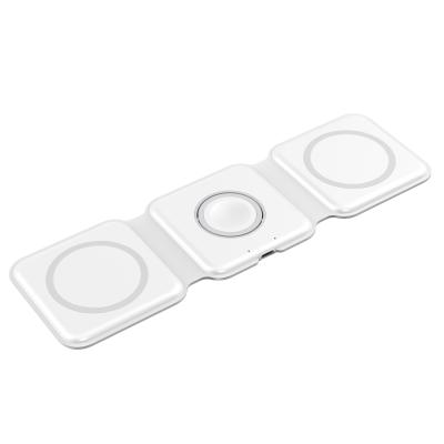 Cina bianco nero 3 in 1 caricabatterie senza fili pieghevole supporta Iphone Iwatch Airpods Earphones in vendita