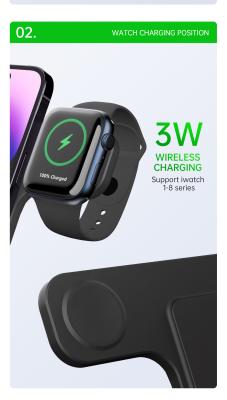 China T288 15w/10w Dual Interface Wireless Fast Charger Stand for iPhone and Samsung 2025 Mobile Phone Charging Bracket for sale