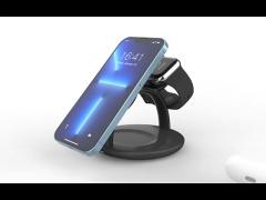 ポータブル・トリプル・チャージステーション - 電話,時計,ヘッドフォンのための15W磁気急速充電,認証された品質,スペース