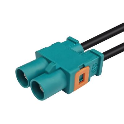 China Automotive Double FAKRA Cable Connector Crimp Z Code Jack Waterblue Color for sale