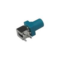 China Z Code FAKRA PCB Connector Through Hole Right Angle Plug 50 Ohm for sale