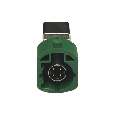 China FAKRA HSD Connector 4Pin E Code Green Color 90 Degree Plug Connector for sale