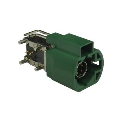 China Right Angle Type FAKRA HSD Connector PCB Mount 4+2 Contact Pin Connector for sale