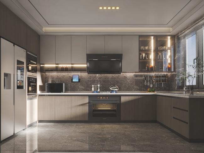 Modern Lacquer Kitchen Island with quartz countertop