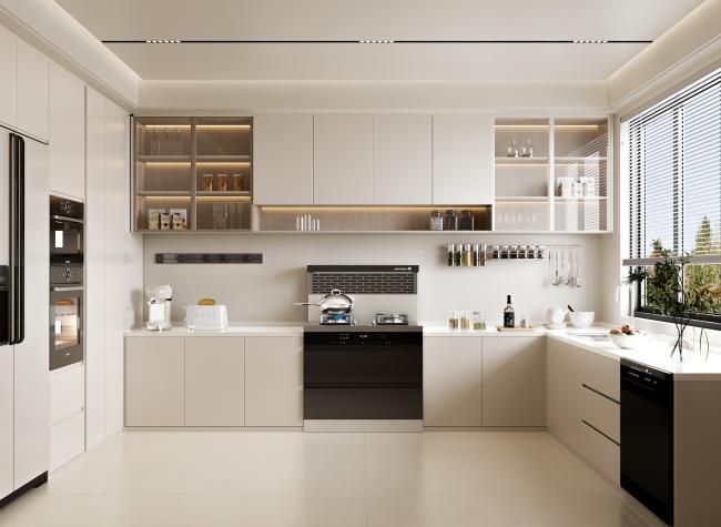 Modern modular kitchen cabinetry with sleek design and ample storage