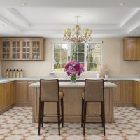 China Mint Green Unassembled Kitchen Cabinets Solid Wood Walnut Kitchen Customized for sale