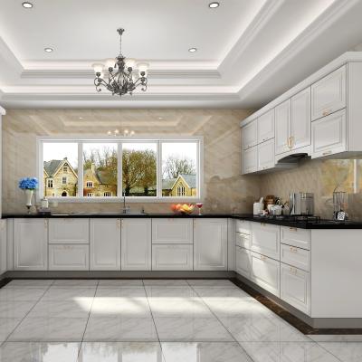 Prefabricado en pizarra de color blanco Cocina Armarios de pared Armarios en forma de L