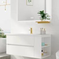 China Wall Mounted Solid Wood Bathroom Vanity Countertop With Sink for sale