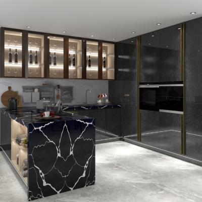 China Gepersonaliseerde moderne keukenkas met 18 mm MDF Gloss Lack Door Panels for sale
