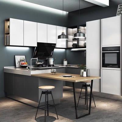China Moderne muurhangende massief houten keuken design kast Set meubels met PVC afwerking for sale