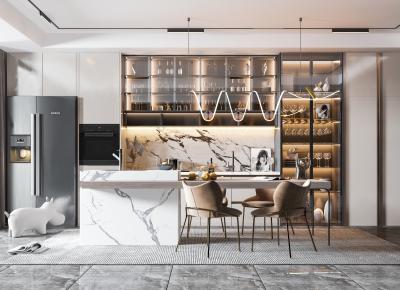 China Modern Kitchen Cabinet With Acrylic Lacquer / PVC Membrane Plywood Door Panel for sale