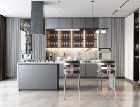 China Cupboard Modern Farmhouse Stained Overlay Solid Shaker Kitchen Cabinets for sale