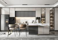 China Cupboard Modern Farmhouse Stained Overlay Solid Shaker Kitchen Cabinets for sale