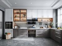China Customized Walnut Modern Solid Wood Kitchen Cabinets For Apartments for sale