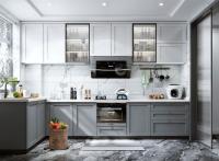 China Customized Walnut Modern Solid Wood Kitchen Cabinets For Apartments for sale